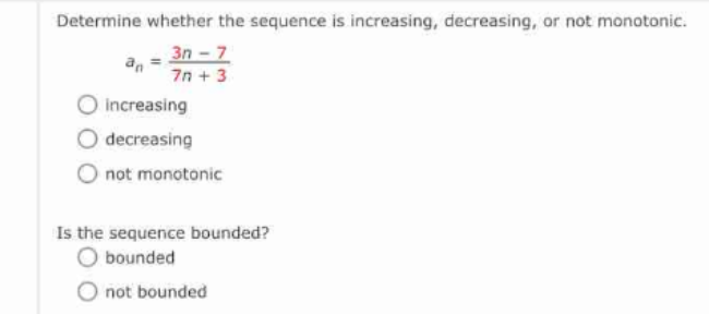 Solved Determine whether the sequence is ﻿increasing, | Chegg.com