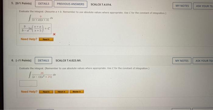 Solved Evaluate the integral. (Remember to use absolute | Chegg.com