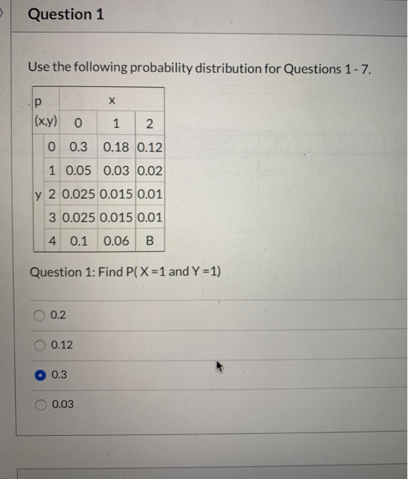Solved Question 1 Use the following probability distribution | Chegg.com