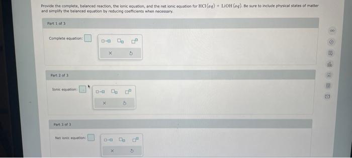 Solved Provide the complete, balanced reaction, the ionic | Chegg.com