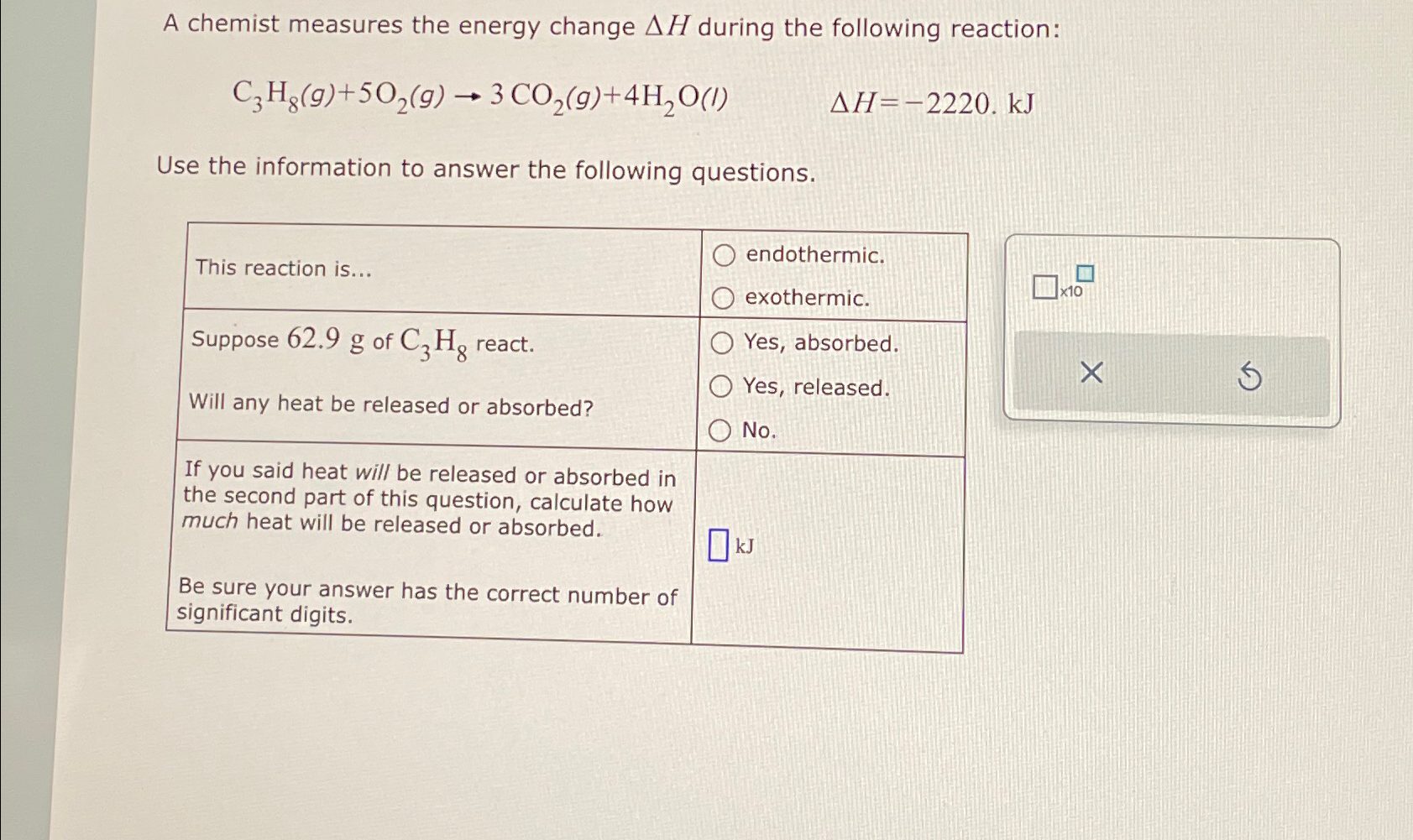 Solved A chemist measures the energy change ΔH ﻿during the | Chegg.com