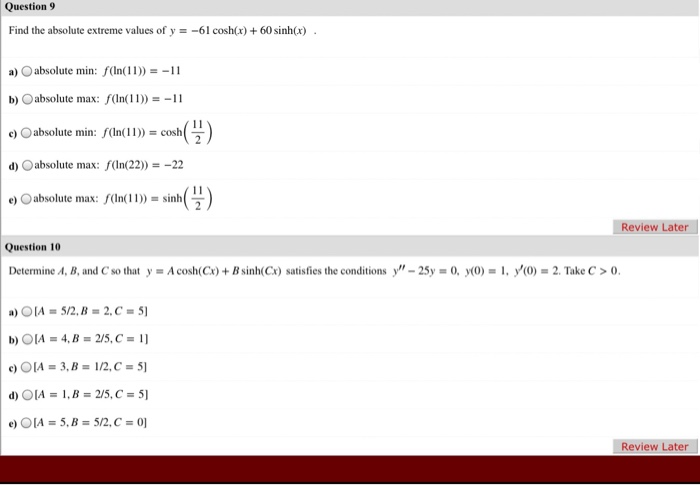 Solved Differentiate the given function y In(cosh(8 x)) 8 a) | Chegg.com