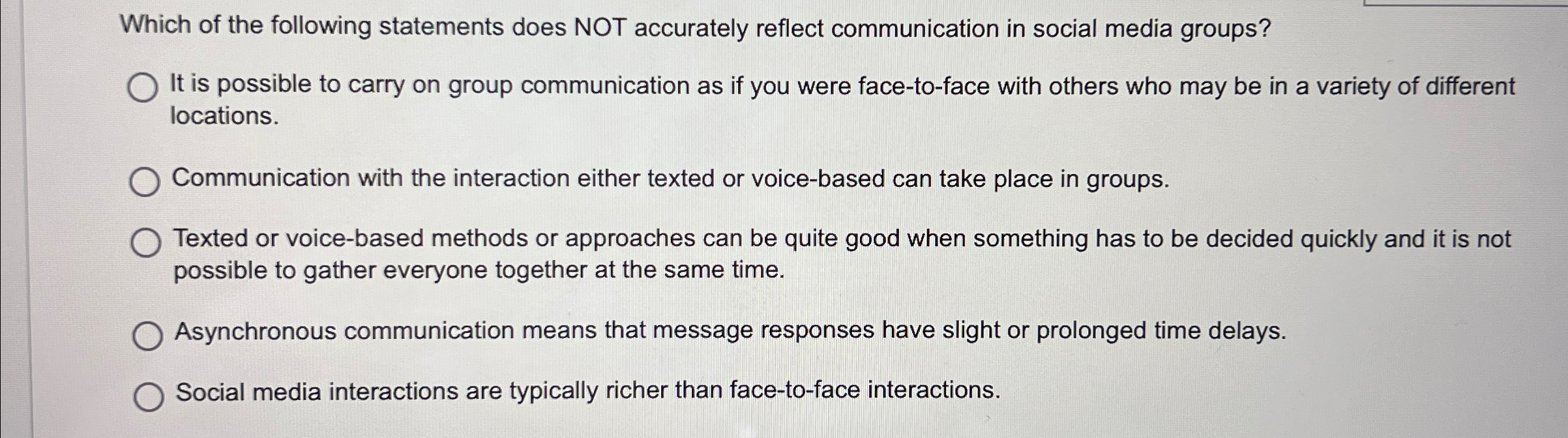 Solved Which of the following statements does NOT accurately | Chegg.com
