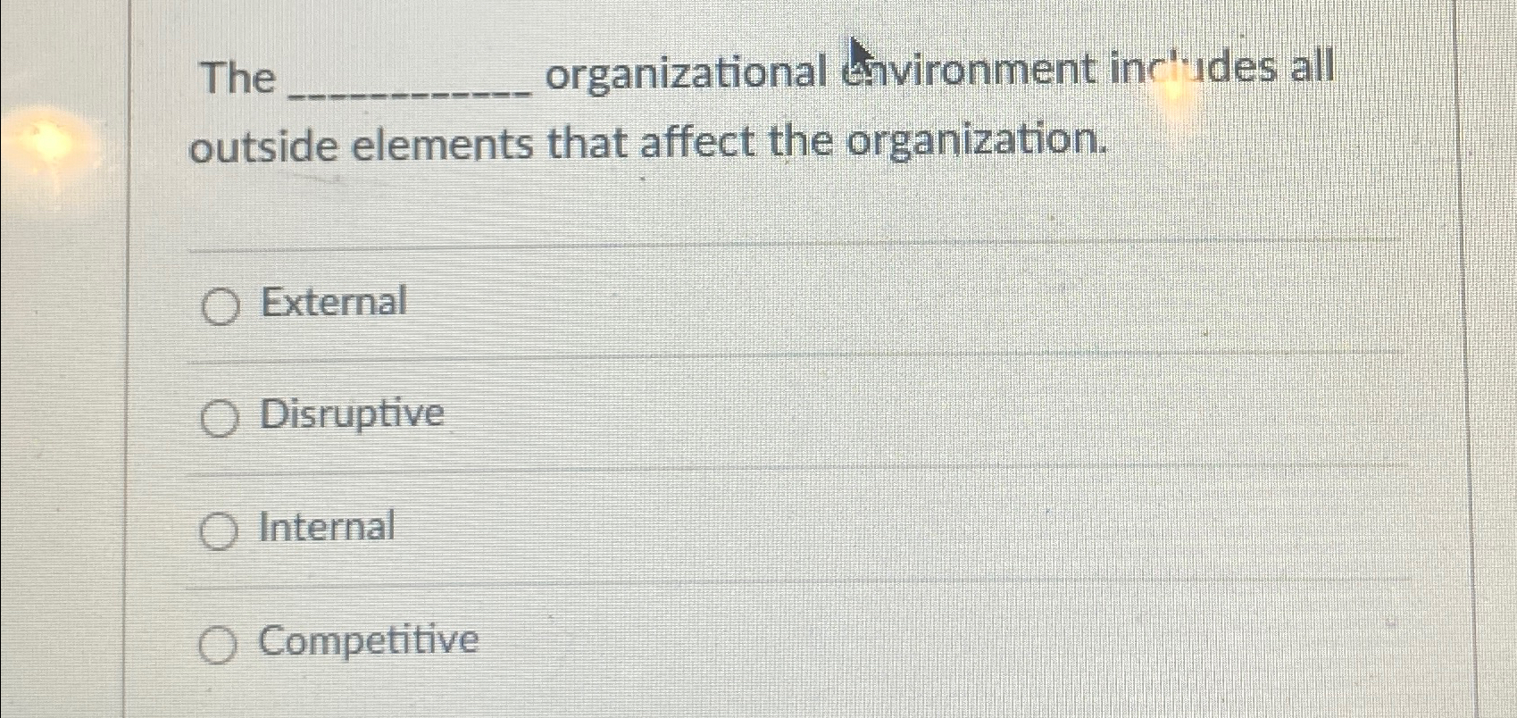 Solved The organizational Environment includes all outside | Chegg.com