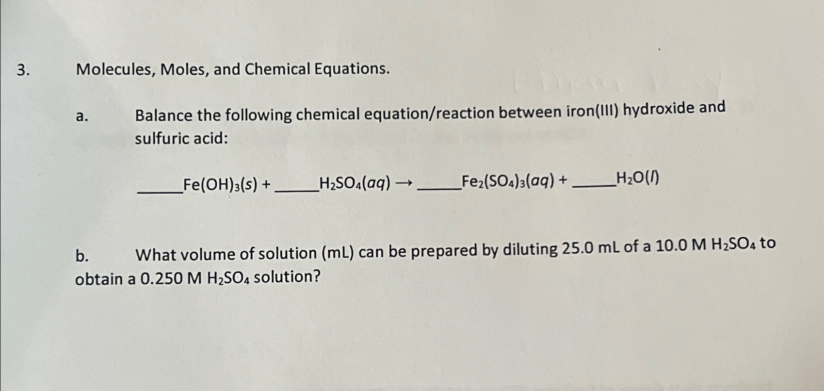 Solved Molecules, Moles, and Chemical Equations.a. ﻿Balance | Chegg.com