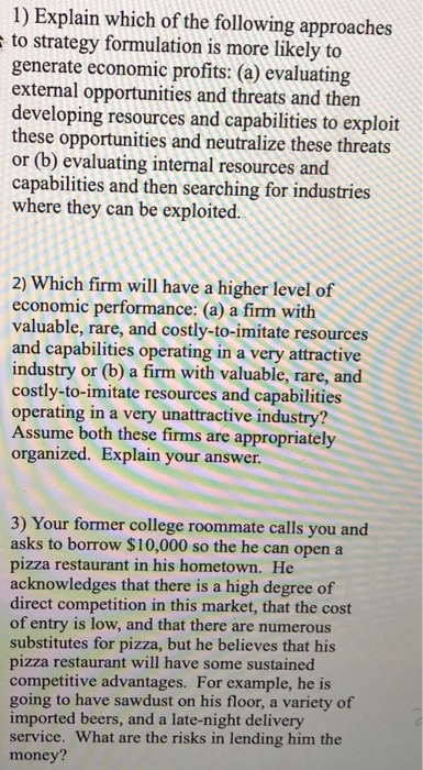 Solved 1) Explain which of the following approaches to | Chegg.com