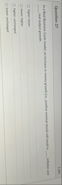 Solved Question 271 ﻿ptsIn a Real Business Cycle model, an | Chegg.com