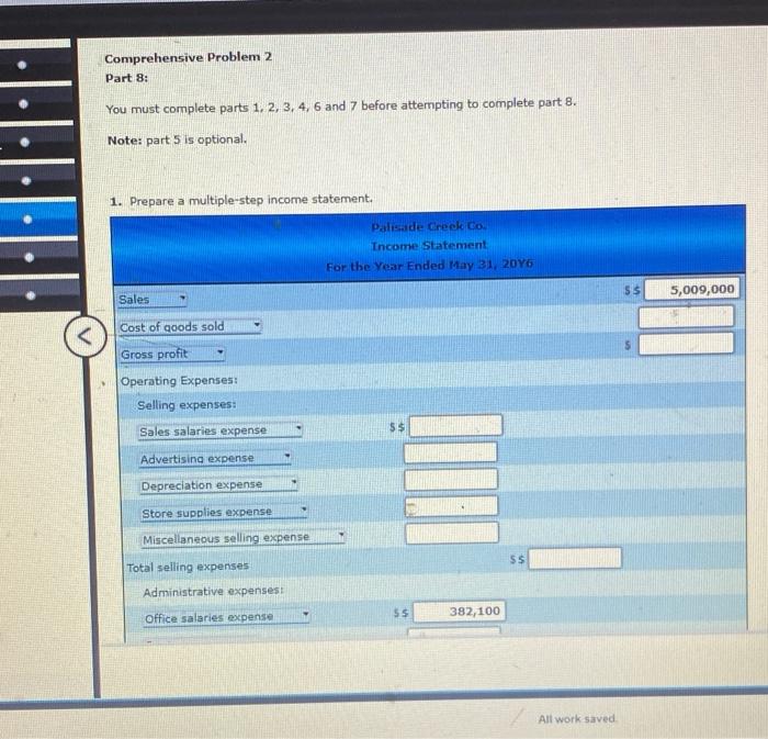 Solved Comprehensive Problem 2 Part 1 and Part 2: Palisade | Chegg.com