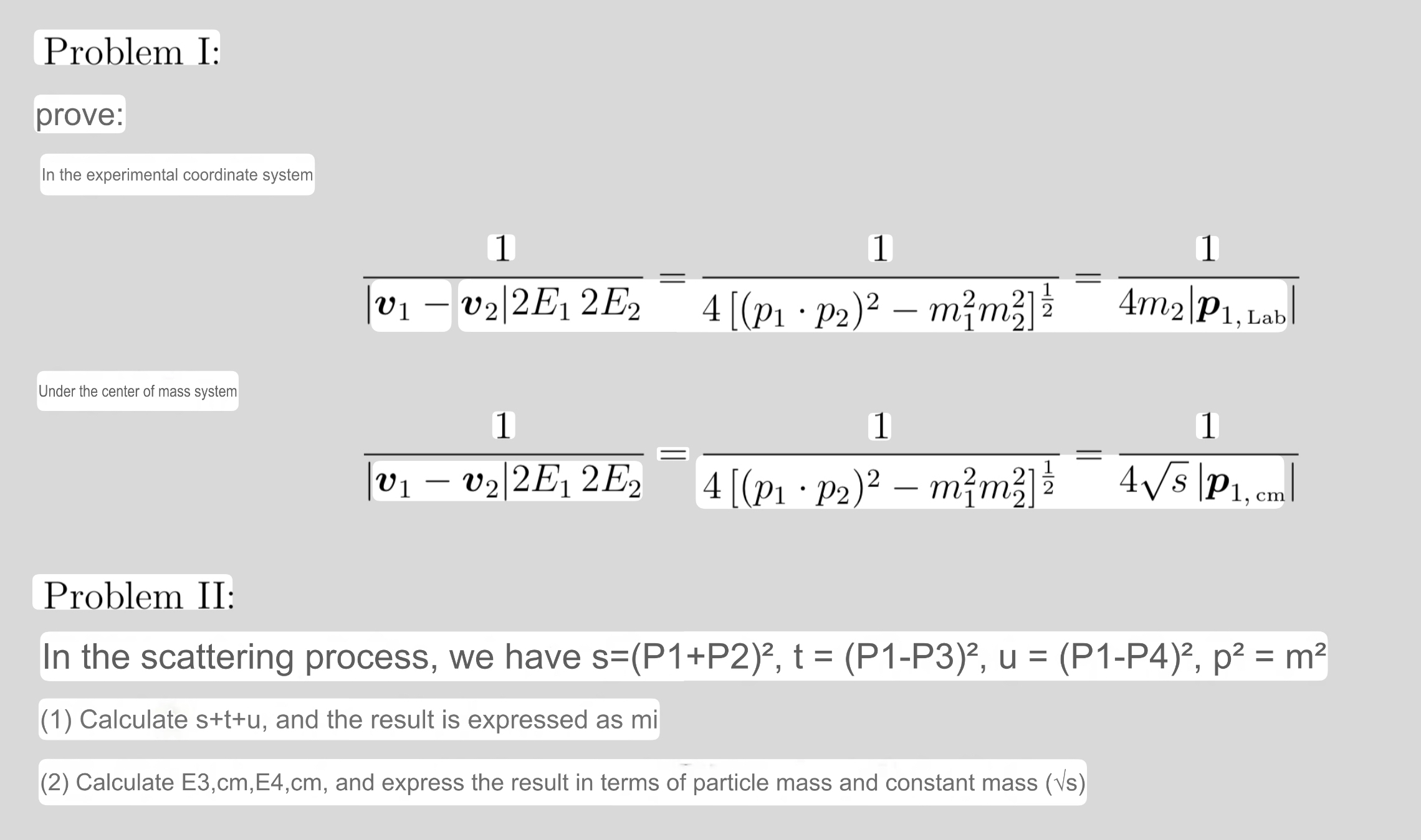 Solved Problem I:prove:In the experimental coordinate | Chegg.com