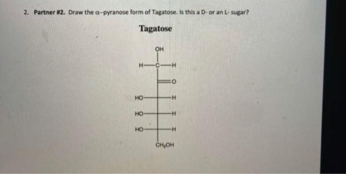 Solved 2. Partner #2. Draw the a-pyranose form of Tagatose. | Chegg.com