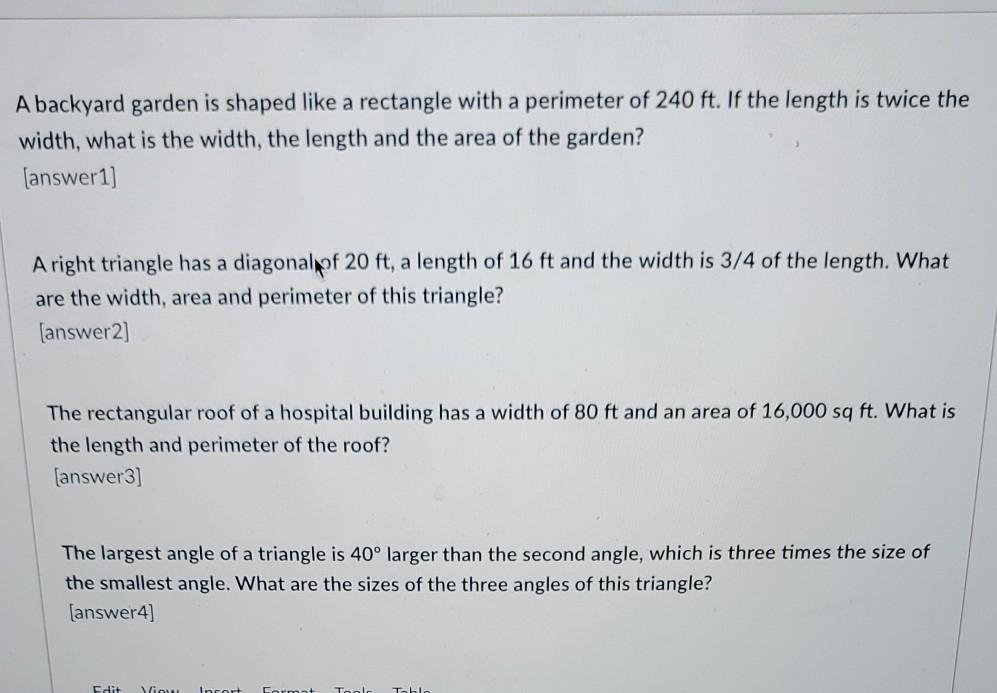 Solved A backyard garden is shaped like a rectangle with a | Chegg.com