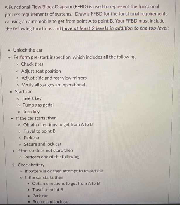 A Functional Flow Block Diagram (FFBD) is used to | Chegg.com