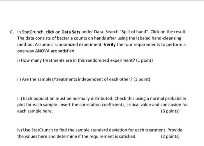 C. In StatCrunch, click on Data Sets under Data. | Chegg.com