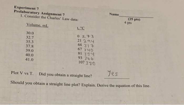 Solved Experiment 7 Prelaboratory Assignment 7 1. Consider | Chegg.com