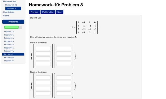 Solved Homework Sets Homework-10 Problem User Settings | Chegg.com