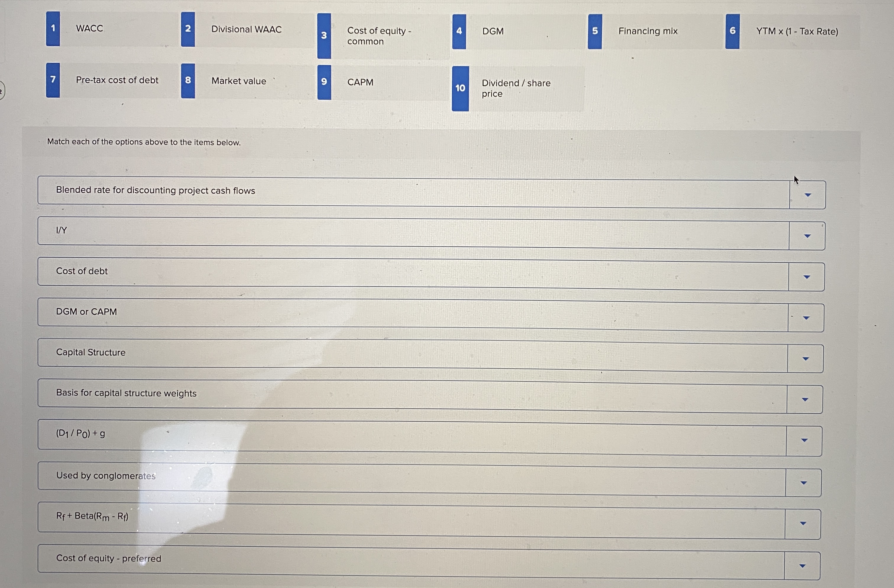 Solved Match each of ﻿the options above to ﻿the items | Chegg.com