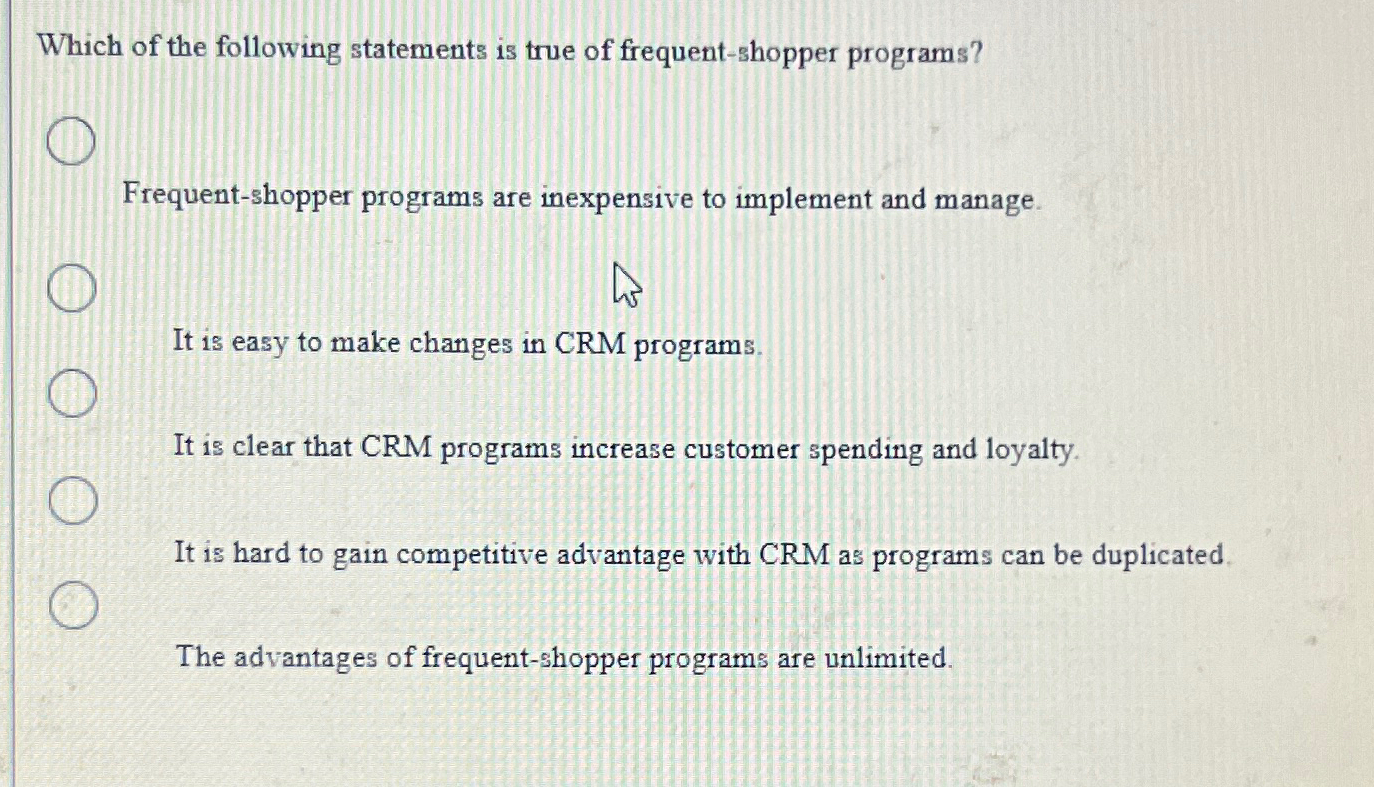 Solved Which of the following statements is true of | Chegg.com