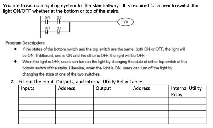 Solved You Are To Set Up A Lighting System For The Stair Chegg