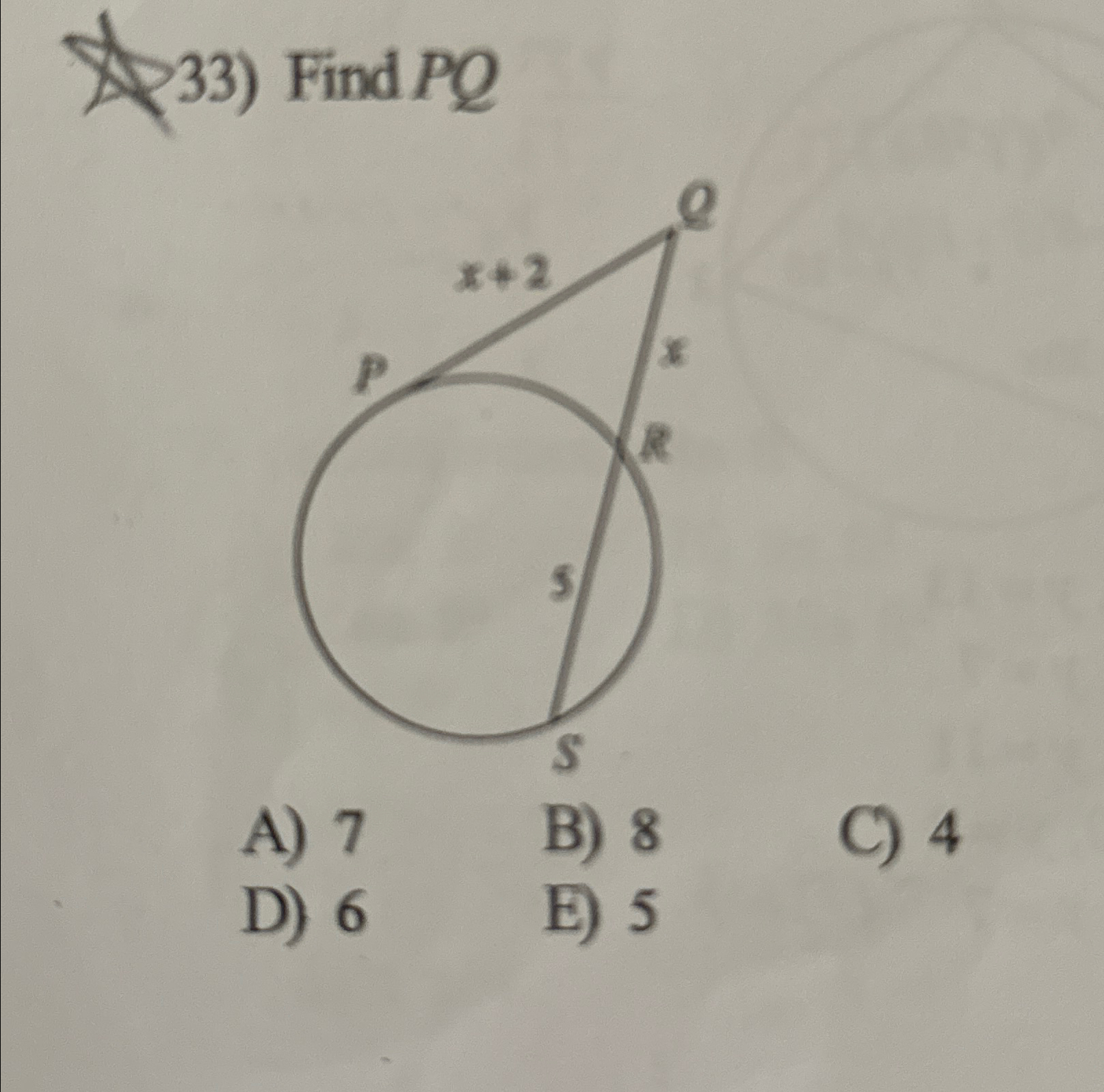 Solved Find PQA) 7B) 8C) 4D) 6E) 5 | Chegg.com