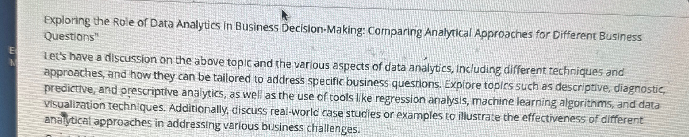 Solved Exploring the Role of Data Analytics in Business | Chegg.com