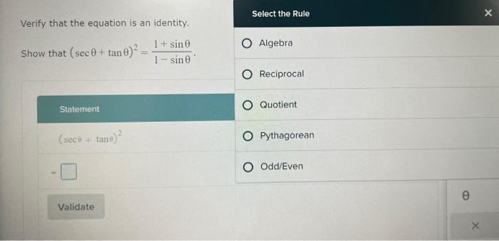 Solved Select the Rule hat the equation is an identity. | Chegg.com