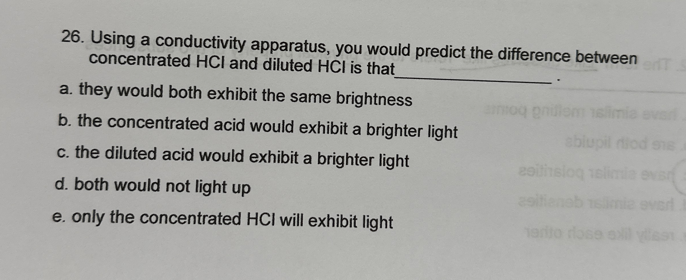 Solved Using a conductivity apparatus, you would predict the | Chegg.com