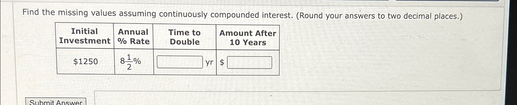 Solved Find the missing values assuming continuously | Chegg.com