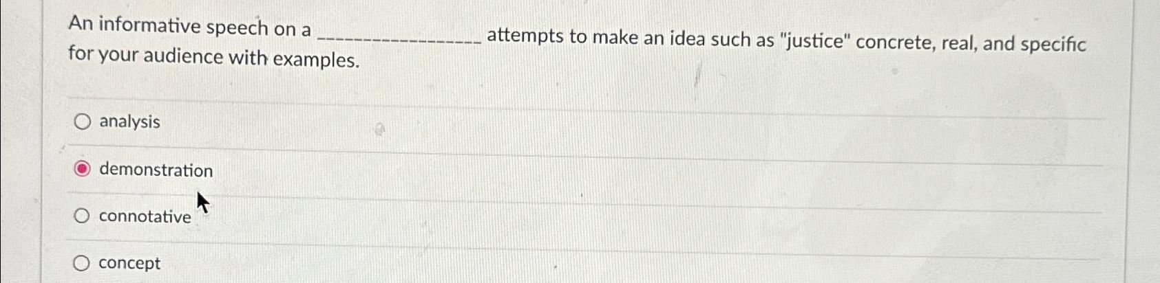 Solved An informative speech on a attempts to make an idea | Chegg.com
