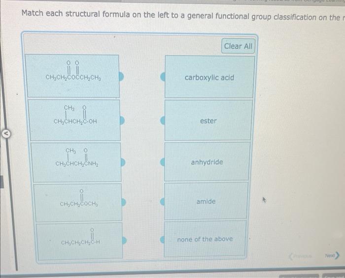 Solved Match each structural formula on the left to a | Chegg.com
