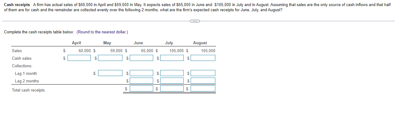 Solved of them are for cash and the remainder are collected | Chegg.com