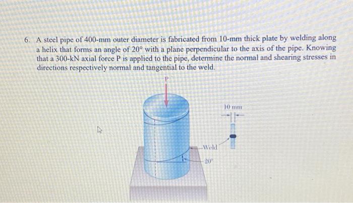 Solved 6. A steel pipe of 400-mm outer diameter is | Chegg.com