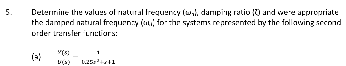 Solved Determine the values of natural frequency (ωn), | Chegg.com