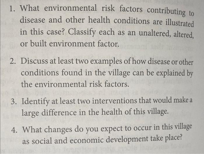 1. What environmental risk factors contributing to | Chegg.com