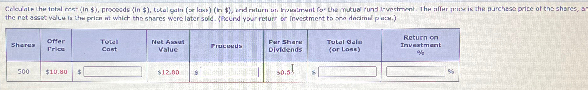 Solved Calculate the total cost (in $), ﻿proceeds (in $), | Chegg.com