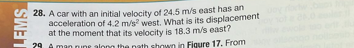 Solved A car with an initial velocity of 24.5ms ﻿east has | Chegg.com