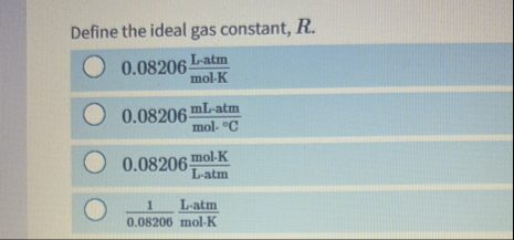 Solved Define the ideal gas constant, | Chegg.com