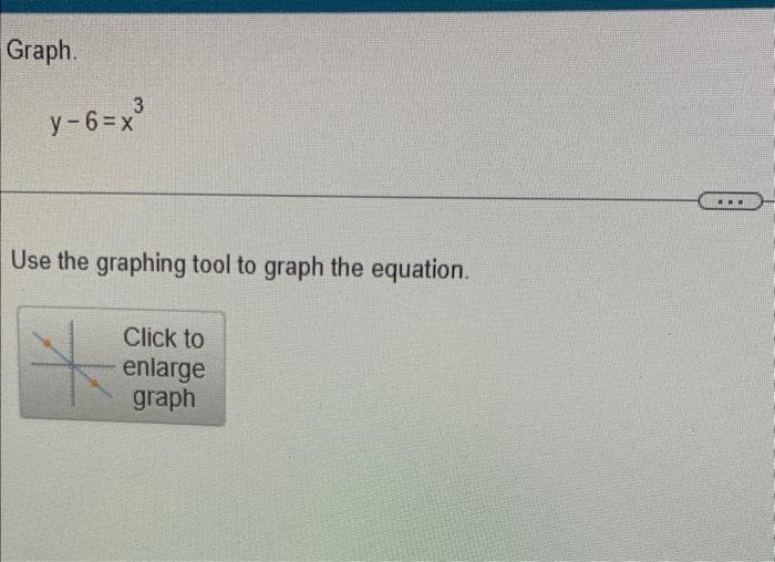 Solved Graph. y−6=x3 Use the graphing tool to graph the | Chegg.com