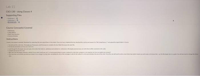Solved Lab 11 CsCl 130-Using Classes 4 Supporting Files | Chegg.com