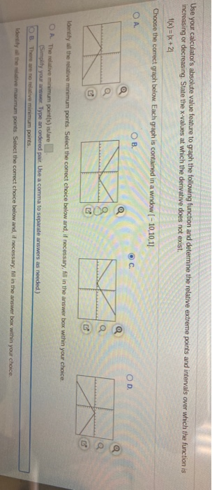 Solved Use your calculator's absolute value feature to graph | Chegg.com