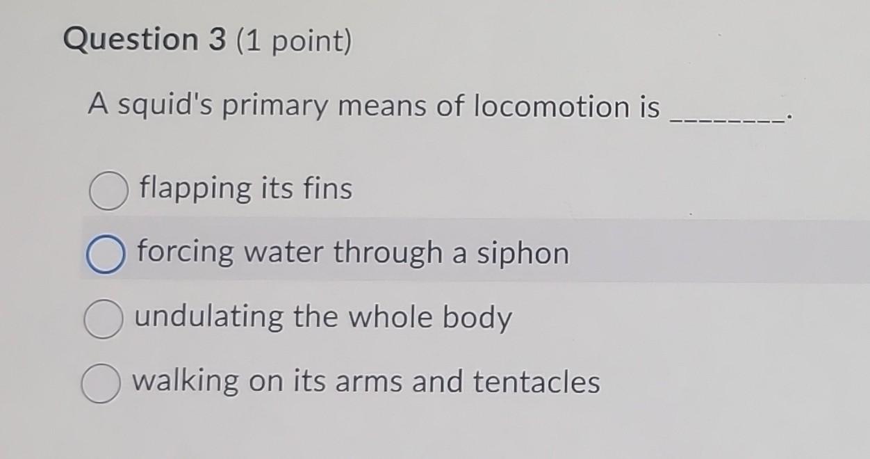 Solved A squid's primary means of locomotion is flapping its | Chegg.com