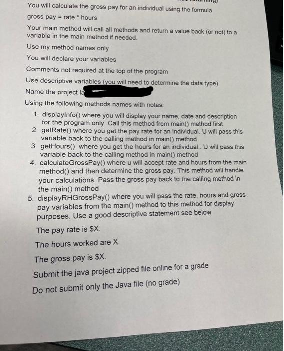 Solved You Will Calculate The Gross Pay For An Individual Chegg
