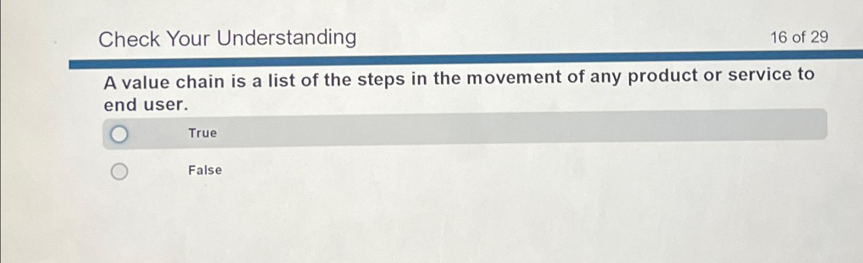 Solved Check Your Understanding16 ﻿of 29A value chain is a | Chegg.com
