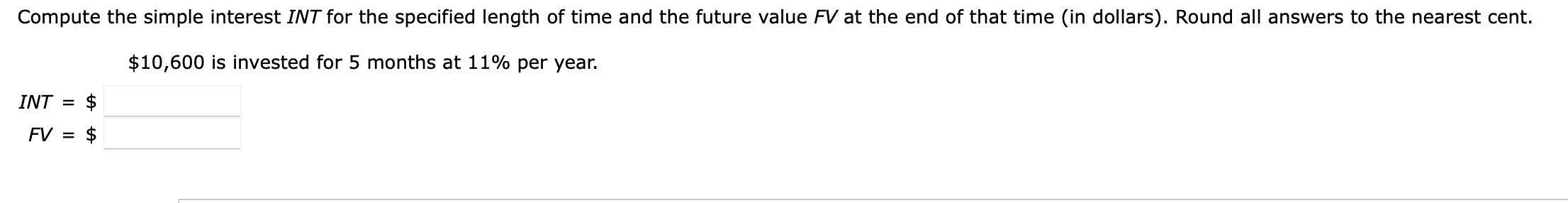 Solved Compute the simple interest ?INT ﻿for the specified | Chegg.com