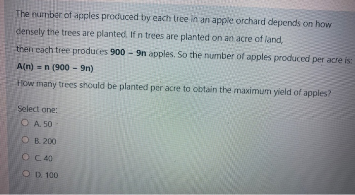 Solved The number of apples produced by each tree in an | Chegg.com
