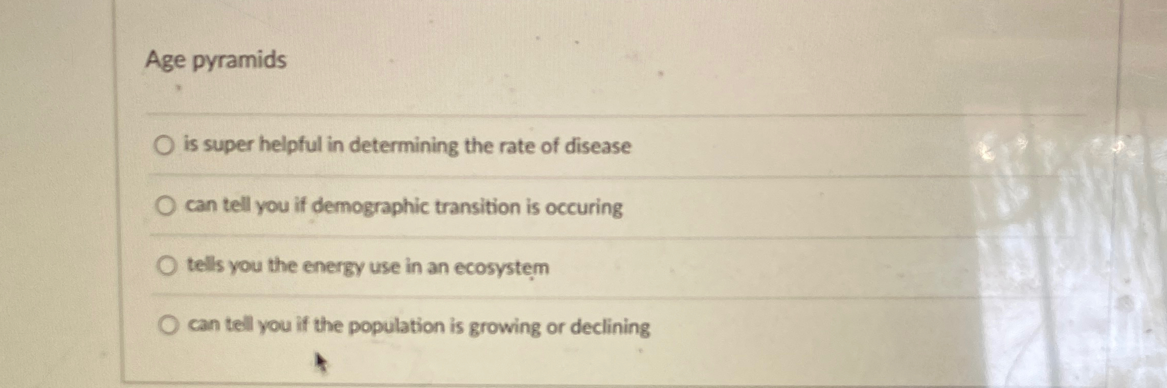 Solved Age pyramidsis super helpful in determining the rate | Chegg.com