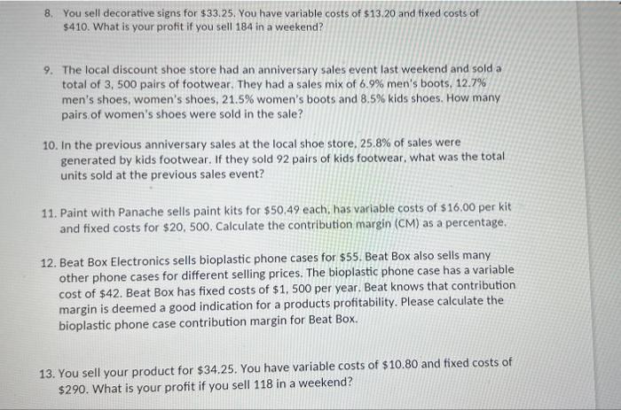 Solved Product - Word Problems 1 The Party Palace sells DIY | Chegg.com