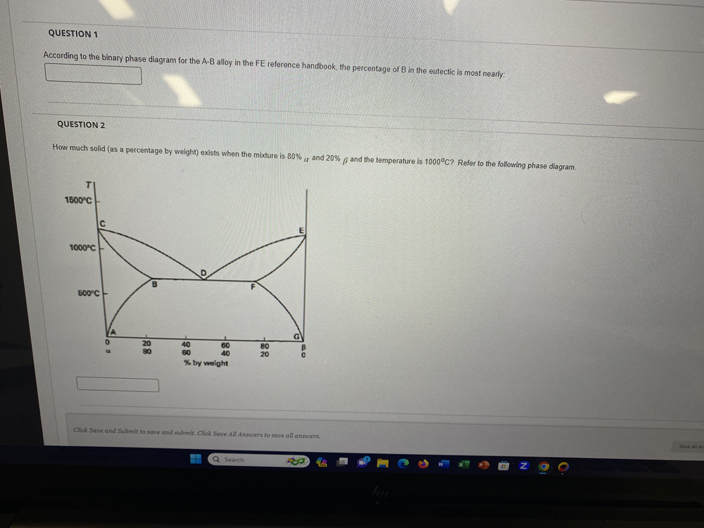Solved QUESTION 1According to the binarv ohase diagram for | Chegg.com