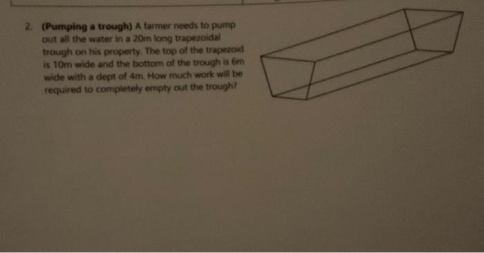 Solved 2. (Pumping a trough) A farmer needs to pump out ali | Chegg.com