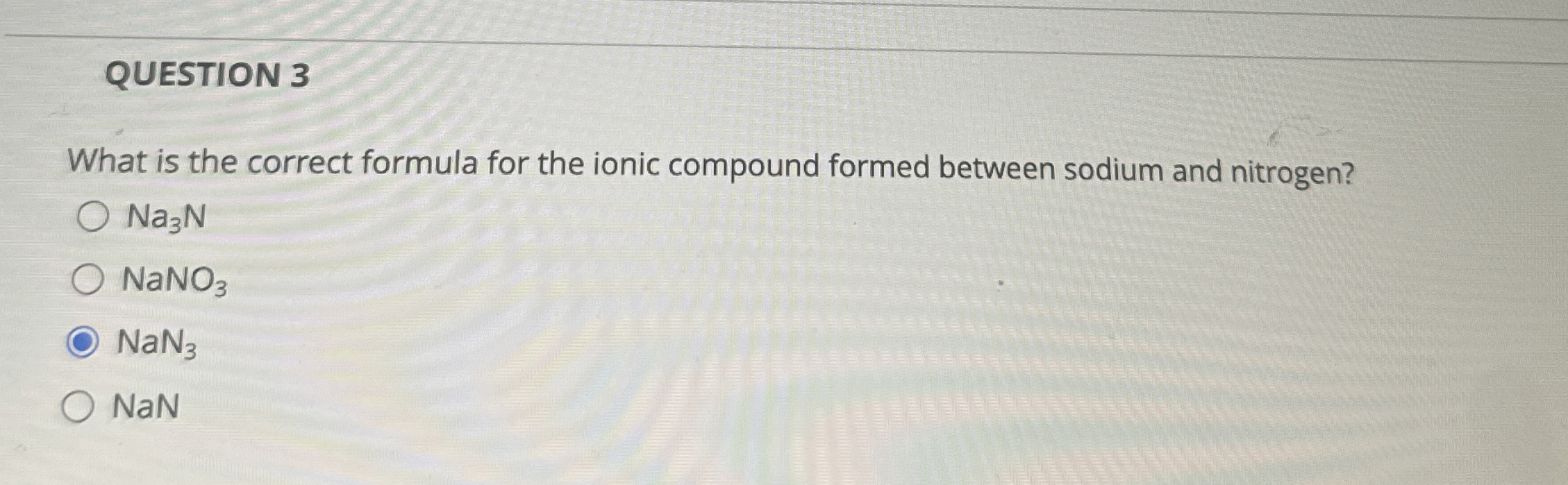 Solved QUESTION 3What is the correct formula for the ionic | Chegg.com