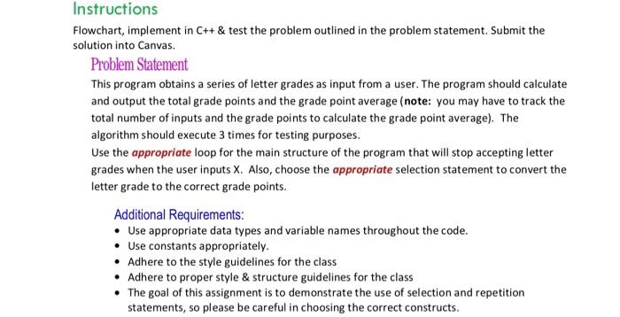 Solved Instructions Flowchart, implement in C++ & test the | Chegg.com